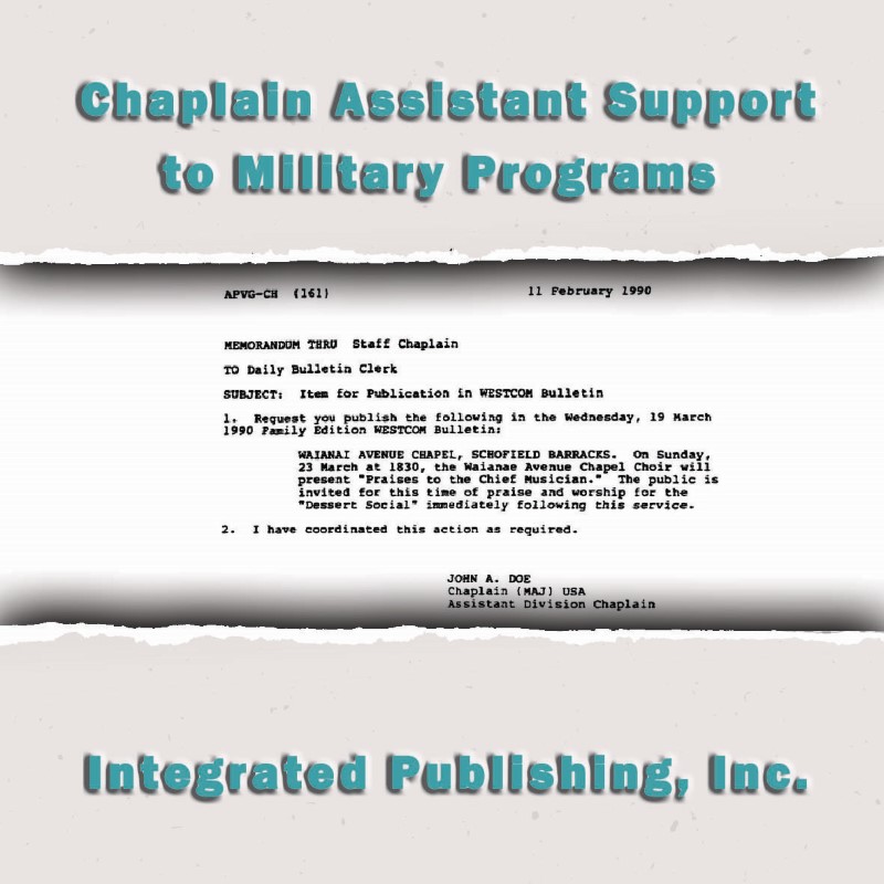 Chaplain Assistant Support to Military Parish Programs