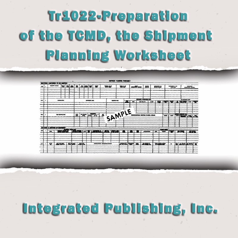 Preparation of the TCMD, the Shipment Planning Worksheet